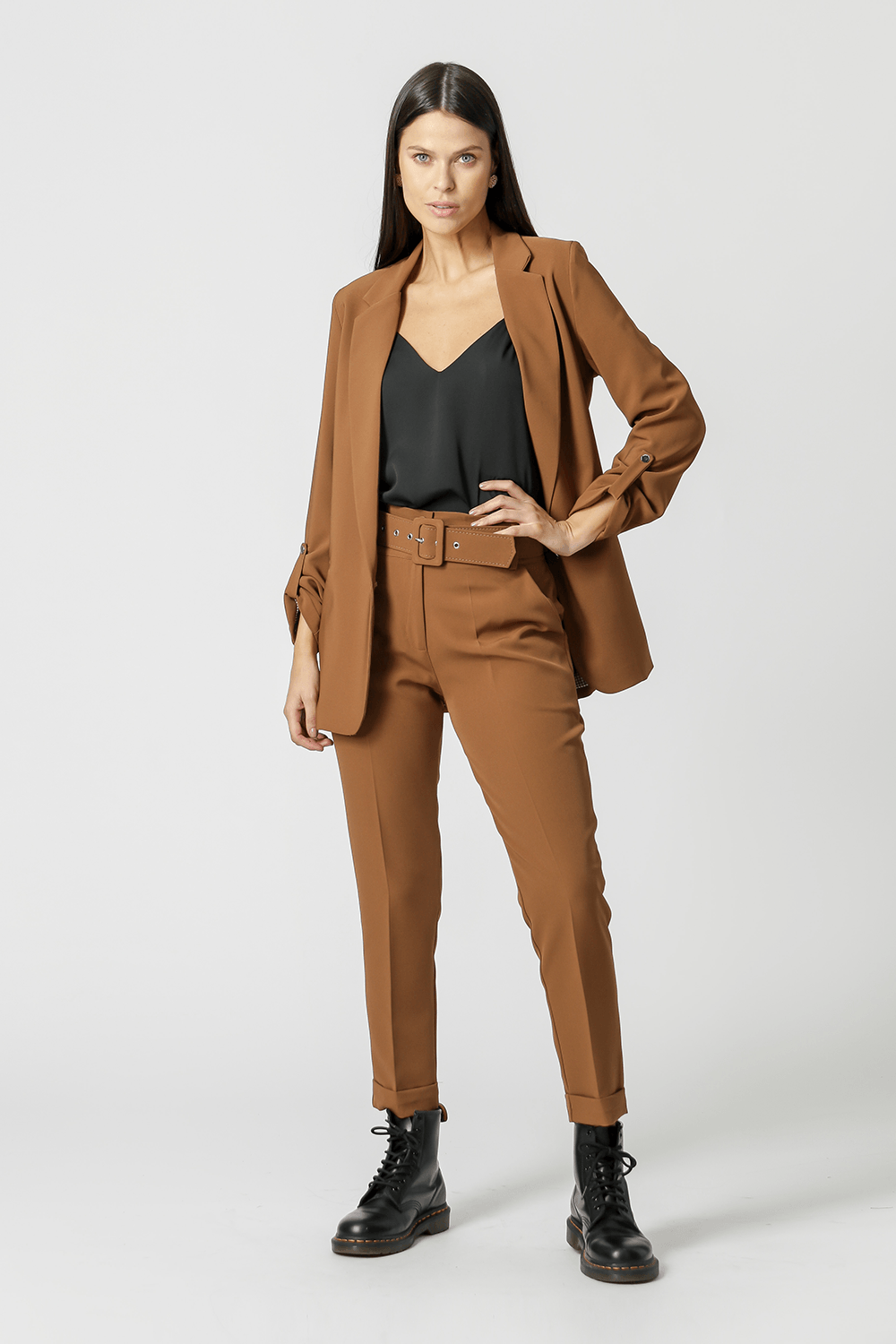 Calça Alfaiataria com Cinto - Chocolte - Trimix Online