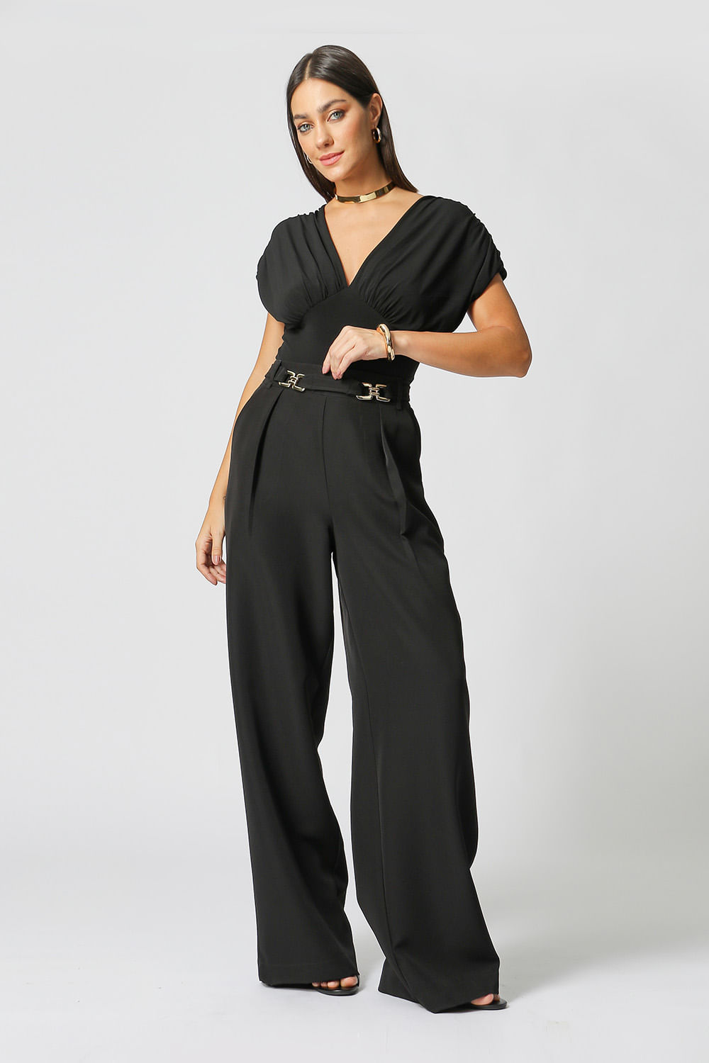 Body Com Ombro Drapeado - Preto - Trimix Online